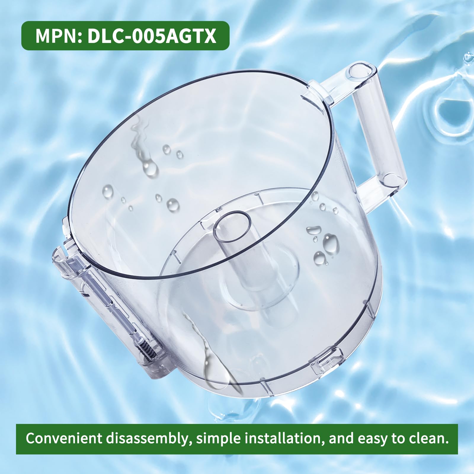Vanshly 14-Cup Food Processor Work Bowl Fits Cuisinart DLC-7 & DFP-14,DLC-005AGTX,NOTE:This bowl features 2 tabs on the top rim of the workbowl