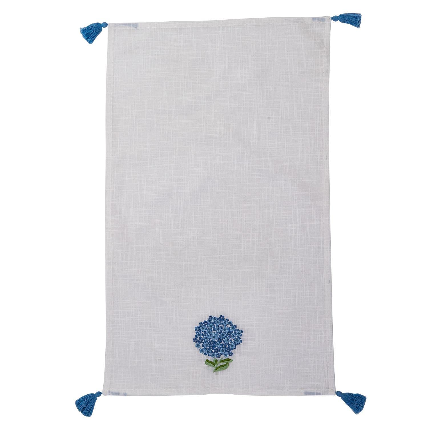 Two's Company Hydrangea Set of 2 Dish Towels with Decorative Tassels - Cotton