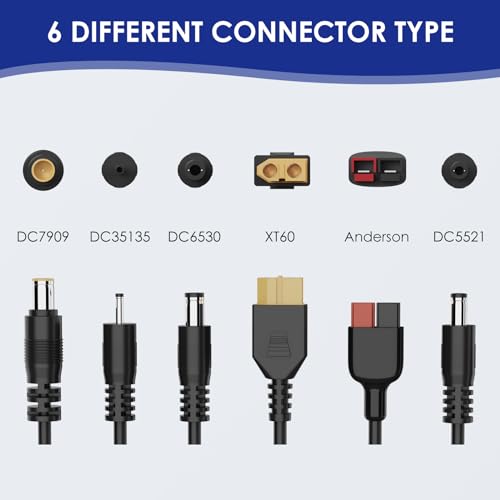 Solar Panel Connector 6 in 1, Solar Extension Cable MC4 Connector Kit XT60 Extension Cable, MC4 to XT60,Anderson and 4 DC Ports(DC7909,DC6530,DC5521,DC35135) Solar Connector Kit Outlet Splitter