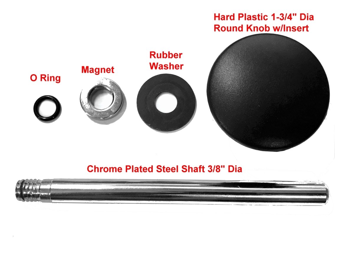 SBDs MAGNETIC Pin, Tensile 2-1/4" to 2-1/2" Grip Length (3/8" Dia Steel Shaft) Universal Weight Stack Heavy Duty SELECTOR KEY - Deluxe Jumbo 1-3/4" Dia BLACK Round Knob - DETENT Hitch PINS