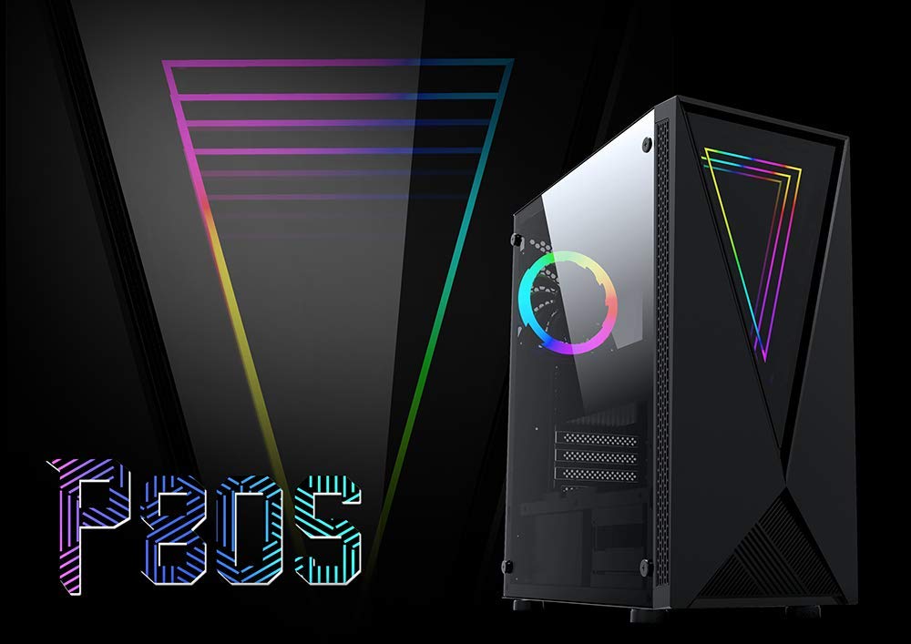 Raidmax ATX Desktop Computer Gaming PC Case Mid Tower PC Case with addressable RGB Lighting ARGB Fans ATX PC Case USB 3.0 Tempered Glass PC Case Window Computer Case with ARGB LED Black PC Case - p805