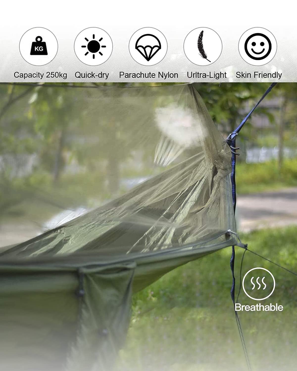 Uplayteck Camping Hammock with Mosquito Net - Portable Double/Single Travel Hammock Insect Netting 210D Nylon Hammock Swing for Backyard Garden Camping Backpacking Survival Travel (Camo)