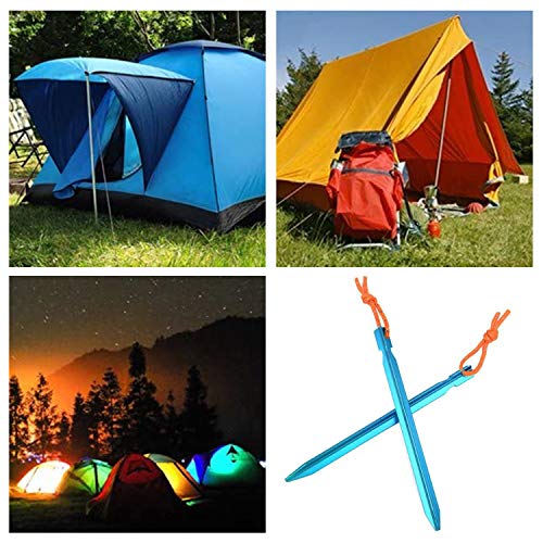 Seasonsky 30 PCS Aluminum Lightweight Tent Stakes Set, Camping Tent Stakes Accessories Kit, 10 PCS Tent Stakes, Plastic Hammer, Tent Clip Nail Puller and Rope with Guylines Adjuster for Easy Camping