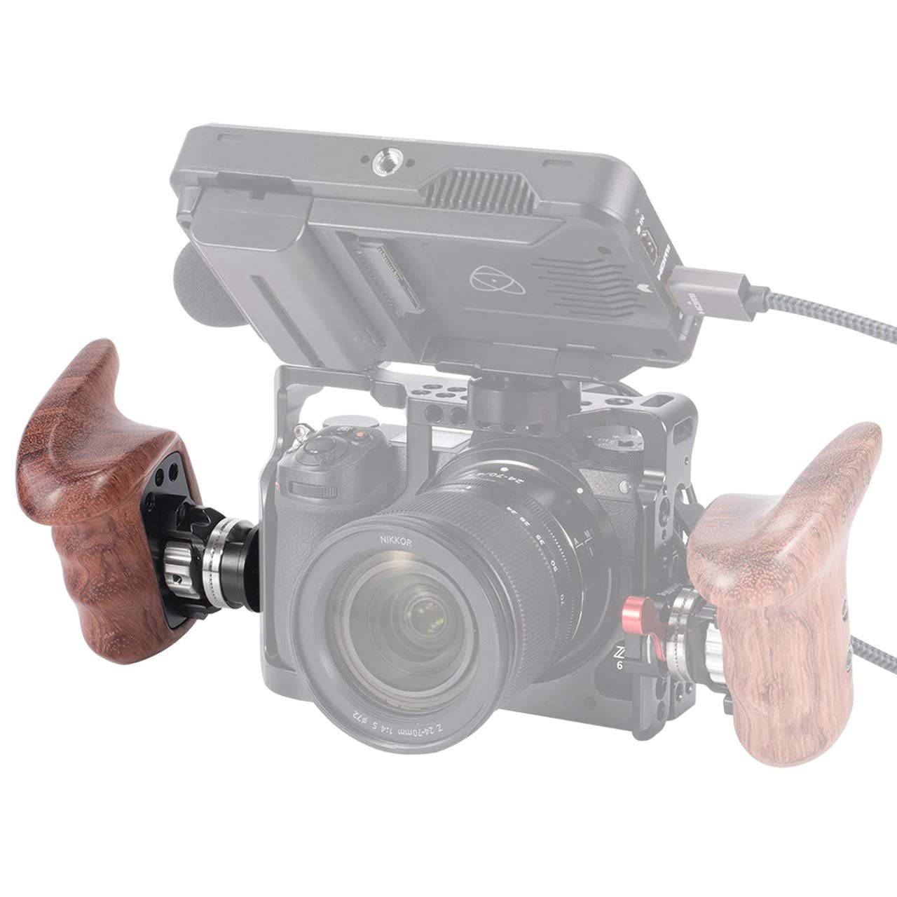 SMALLRIG Right Side Wooden Grip with Rosette Bolt-On Mount - 2083