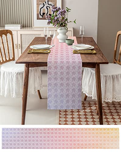 Table Runner 108 Inches Long Plant Gradient Bay Leaf Palm Tree Leaf Coffee Table Runners for Farmhouse Birthday Party Holiday Dinner 13x108in