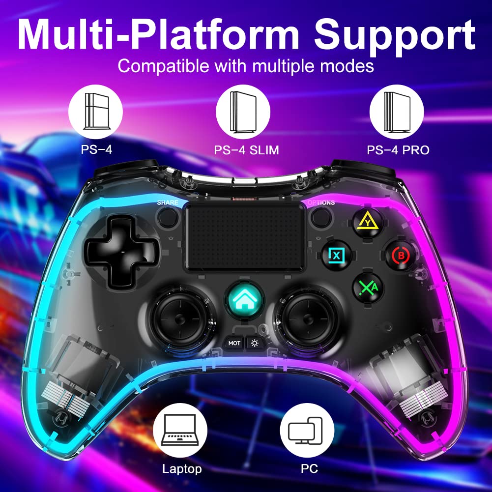 SWCTIM Repalcemet for PS4 Controller Wireless Compatible with PS 4/Slim/Pro/PC.Wireless Gamepad Joystick with Dual Vibration and Headset Jack/6-Axis Motion Sensor/Touch Pad