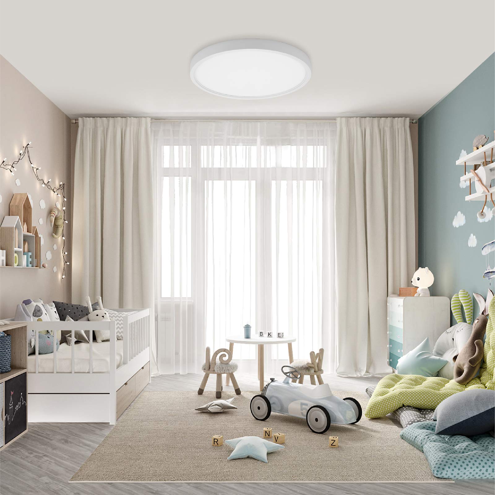 TALOYA Dimmable Flush Mount LED Ceiling Light,3 Color in One (3000K/4000K/6500K) White 12inch 20W=200W Round Flush Mount Light Fixture for Bedroom Kitchen