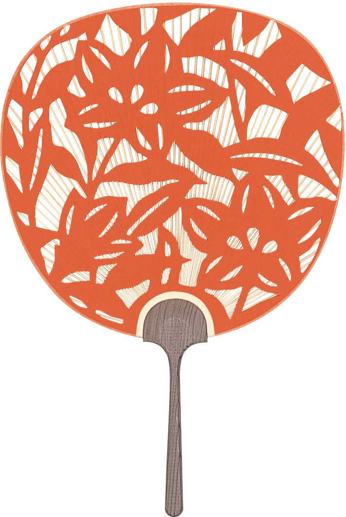Shiomi Fan 1132 Juraku Fan (Double Sided Openmark), 11.0 x 16.5 inches (28 x 42 cm), Orange