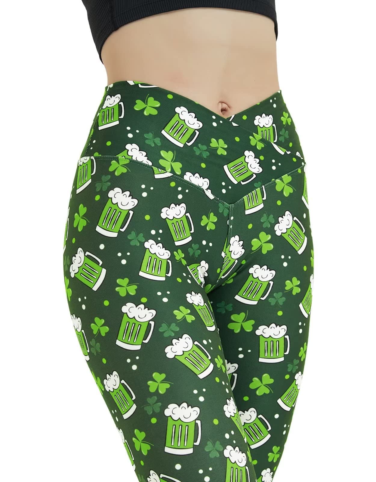 sissycos Women's Halloween Crossover Leggings High Waisted Printed Tights (Sugar Skull, Small)