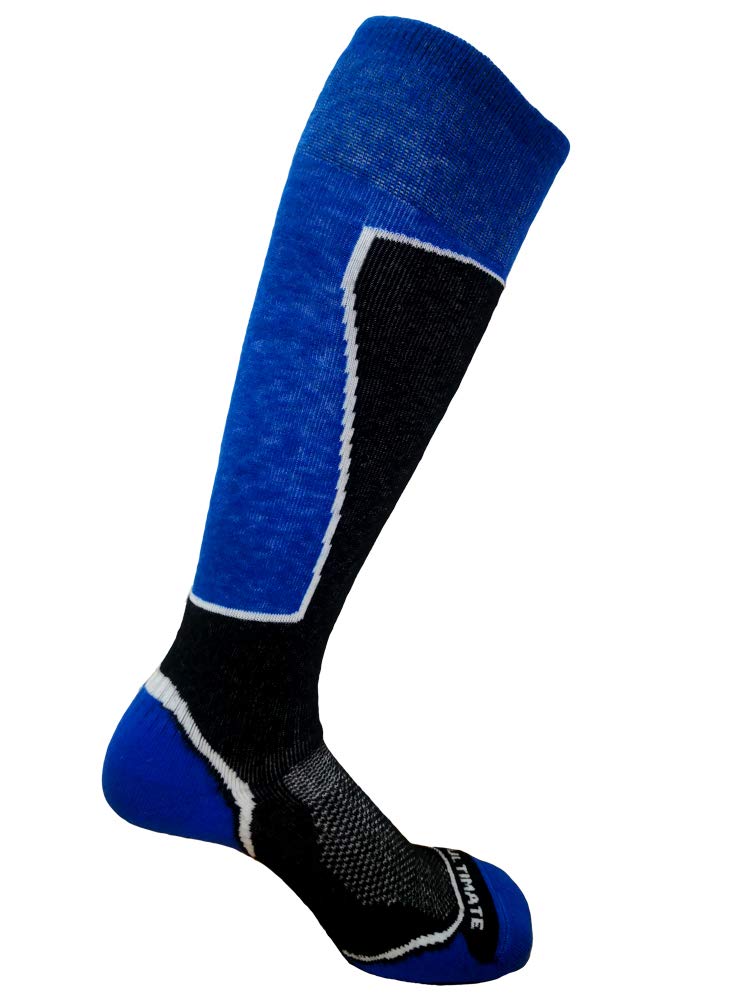 Ultimate Socks Mens Midweight Merino Wool Ski Snowboard Warm Socks Blue Large 9-11.5
