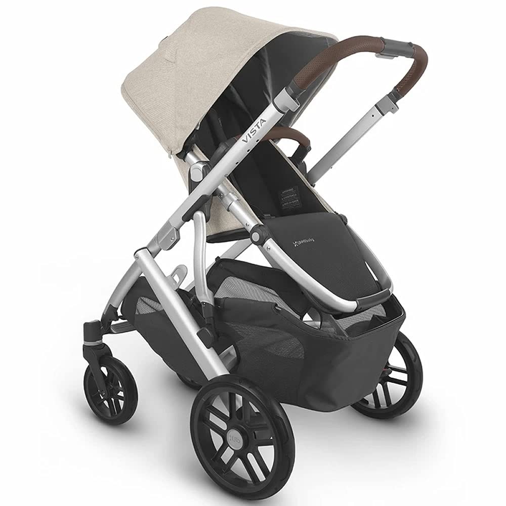 UPPAbaby Vista V2 Stroller- Declan (Oat Melange/Silver/Chestnut Leather) + Mesa Infant Car Seat - Jake (Black)