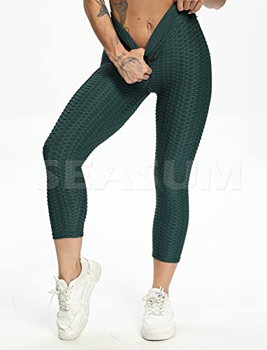 SEASUM Women's High Waist Yoga Pants Tummy Control Slimming Booty Leggings Workout Running Butt Lift Tights M