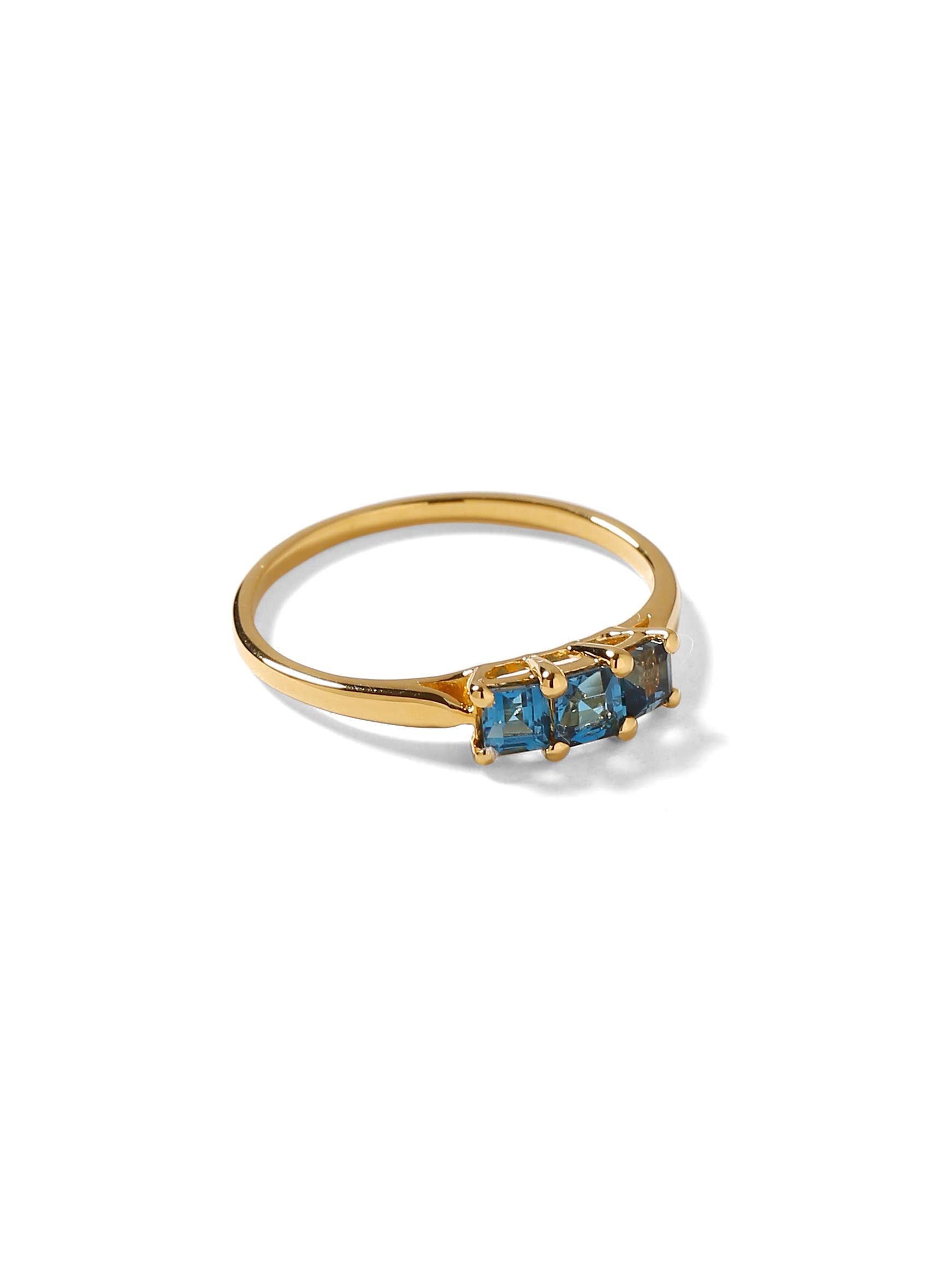 YoTreasure 0.65 ct. t.w. London Blue Topaz 3 Stone Ring 10kt Yellow Gold Jewelry