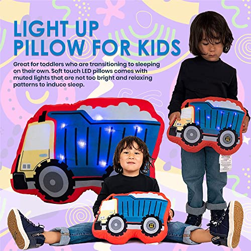 Unicorns & Robots Light Up Pillow for Kids, Plush Led Night Light for Boys and Girls, Oeko TEX Certified, Toddler’s Light Up Sleeping Toy, Video Game Console, Black