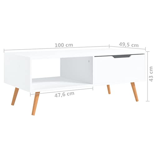 UTSRABFA Living Room Table Coffee Table Storage Tables Console Table White 39.4"x19.5"x16.9" Engineered Woodfor Living Room,Home,Office,Living Meeting Room