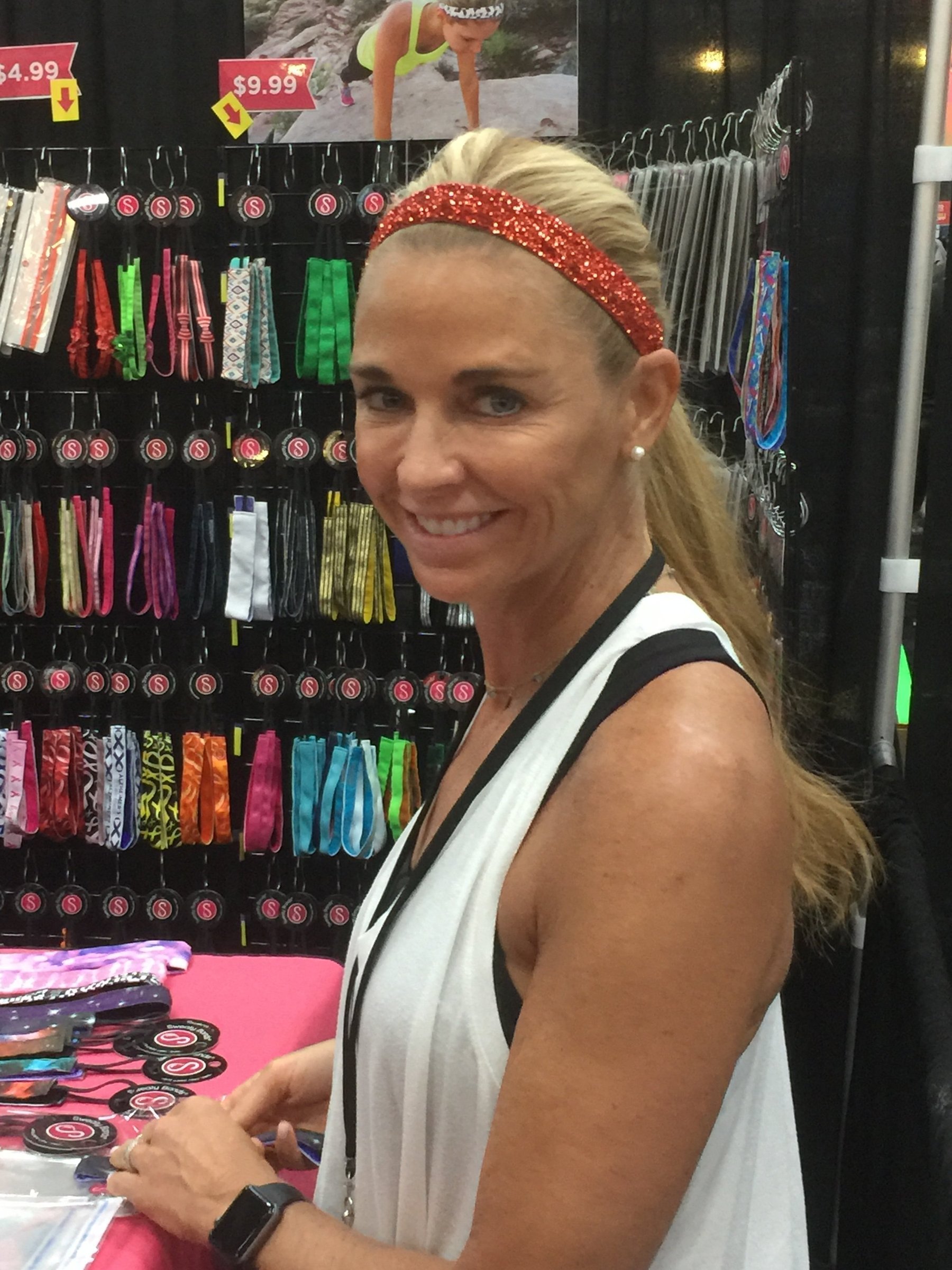 Sweaty Bands Womens and Girl Headband - Non-Slip Velvet-Lined Sparkle Hairband - Viva Diva Red 1-Inch