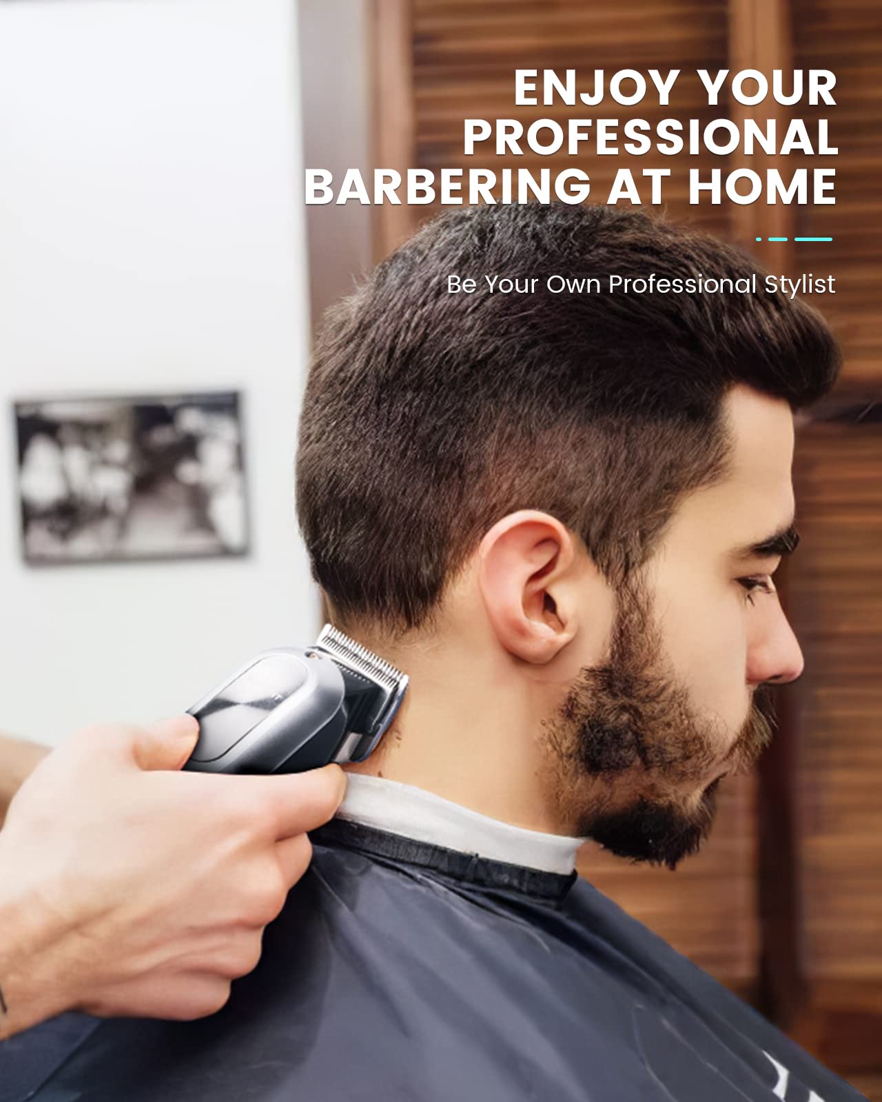 SUPRENT Cordless Hair Clippers for Men, Professional Hair Cutting Kit with 2000mAh Lithium Ion, Barber Clipper Set with Lock-in Length, LED Display