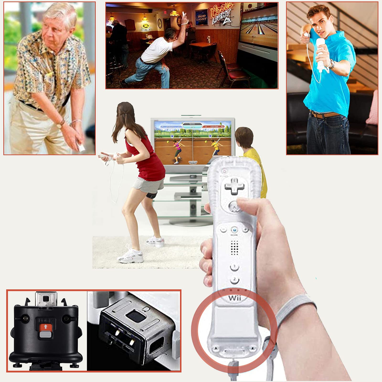 SogYupk Replacement for Wii Motion Plus Adapter,Compatible with Wii Remote Controller(Black,2pcs)