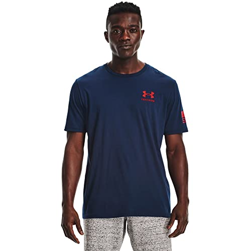 Under Armour Men's New Freedom Flag T-Shirt, Academy Blue (409)/Red, Large