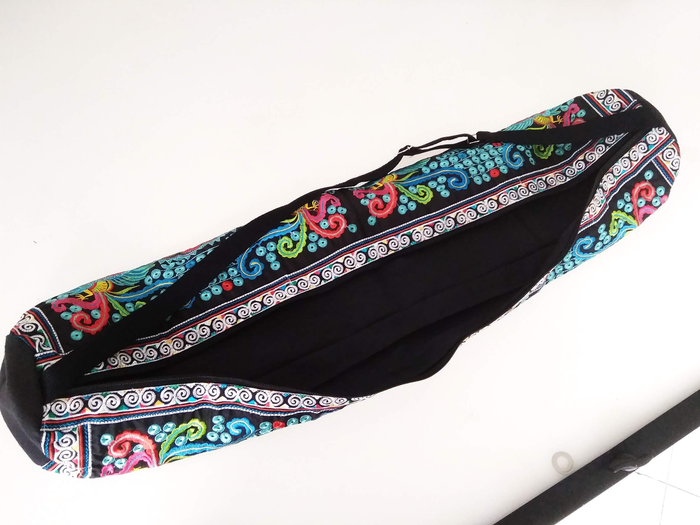Yoga Mat Handmade Fabric Bag Accessory Blue Carrier Gym Tribal Art Thai Craft 5