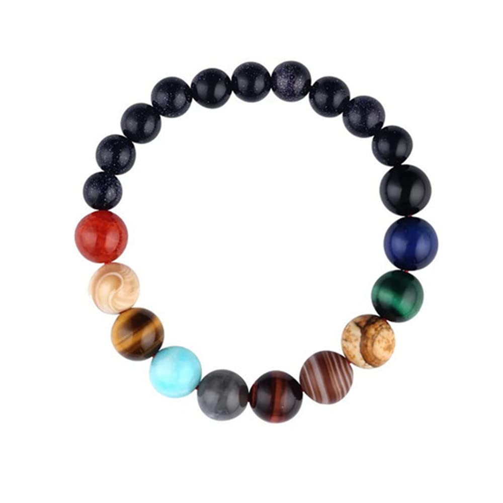 Unique Eight Planetary Bracelets Natural Stone Adjustable Beaded Bracelet Cosmic Solar System Themed Bracelet