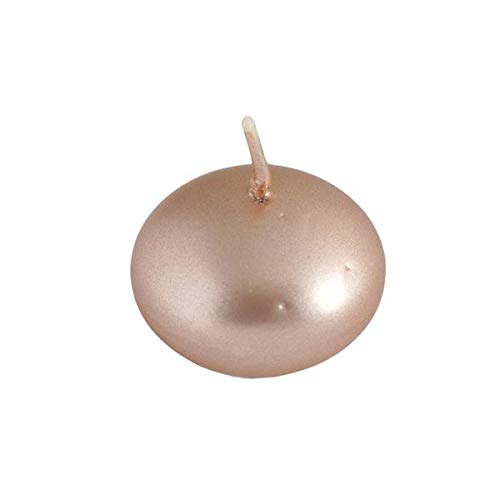 TABLECLOTHSFACTORY 12 Pack 1.5" Rose Gold Mini Disc Unscented Floating Candles - Long Burn Time