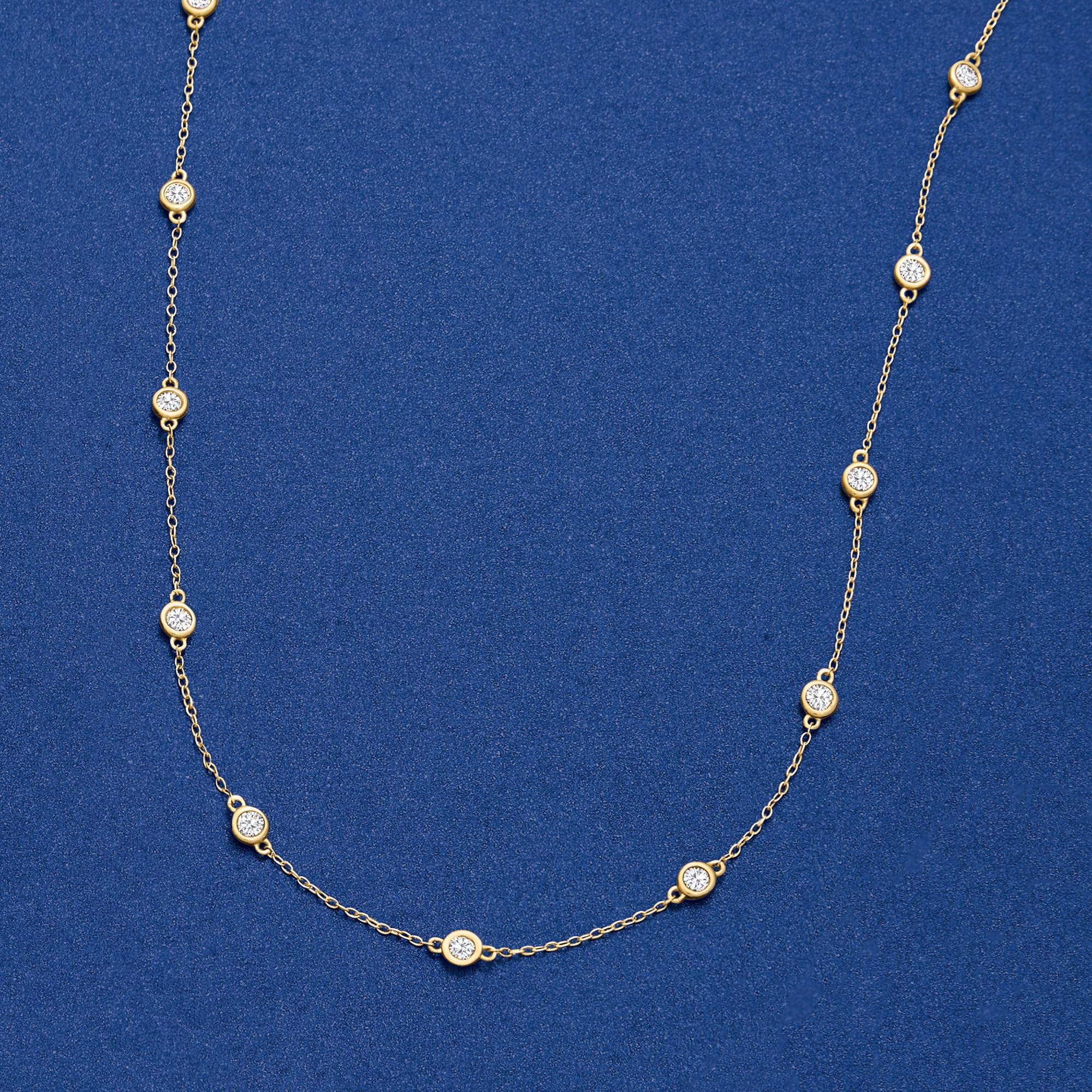 Ross-Simons 14kt Gold Bezel-Set Diamond Station Necklace