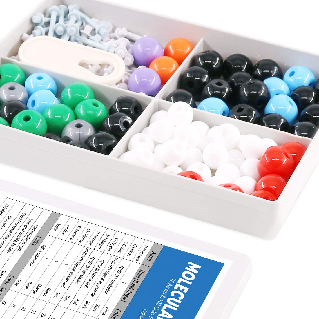Swpeet 179 Pcs Organic Chemistry Molecular Model Student and Teacher Kit, Chemistry Molecular Model Student and Teacher Set - 76 Atoms & 102 Links & 1 Short Link Remover Tool