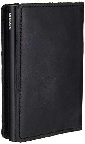 Secrid Men Slim Wallet Genuine Leather RFID Card Case Max 12 Cards, Black, 14mm slim