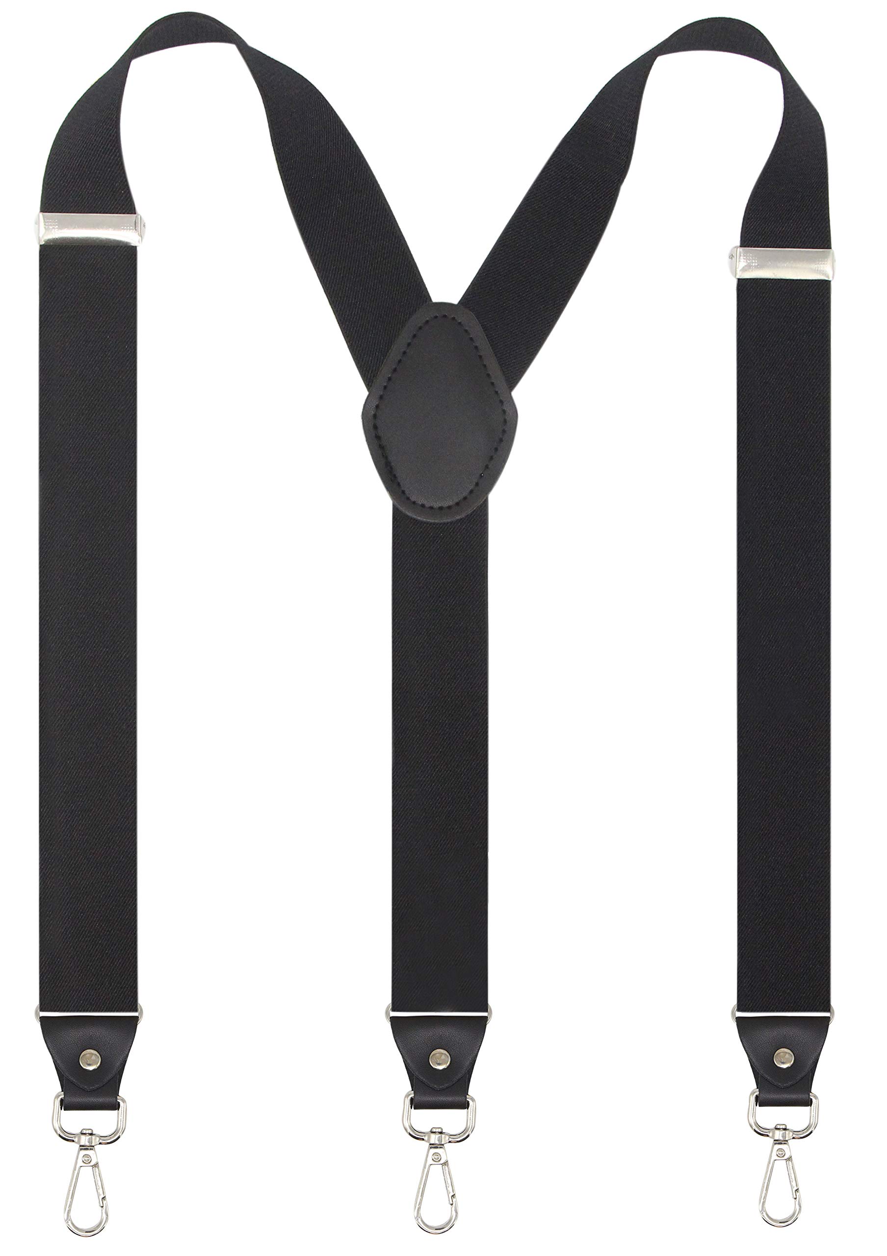 Timiot Mens Suspender with Swivel Hooks Adjustable Braces Y Shaped Elastic Comfortable Braces Strap (Black)