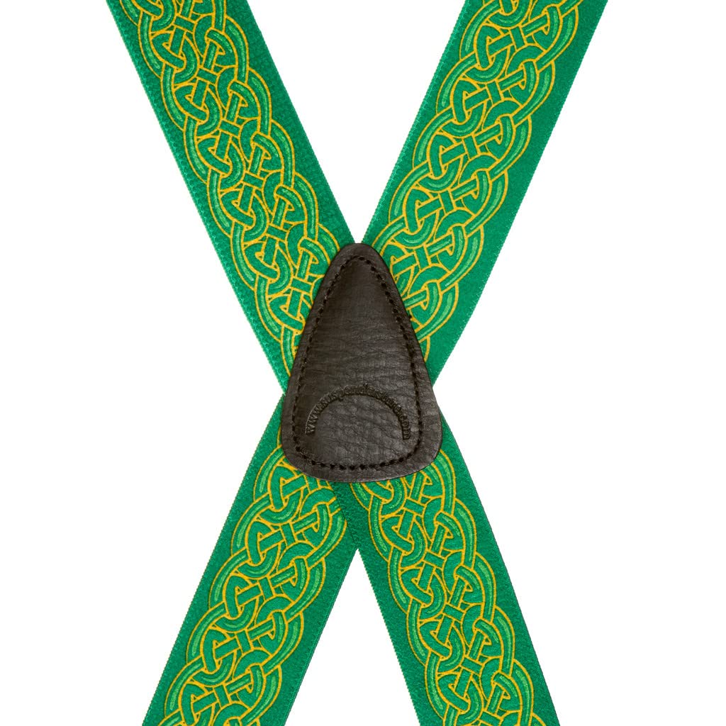 Suspender Store Novelty Irish Celtic Scroll Suspenders - 1.5-Inch Wide Elastic - X-Back - Clip - 54" for 6'1" to 6'5" tall