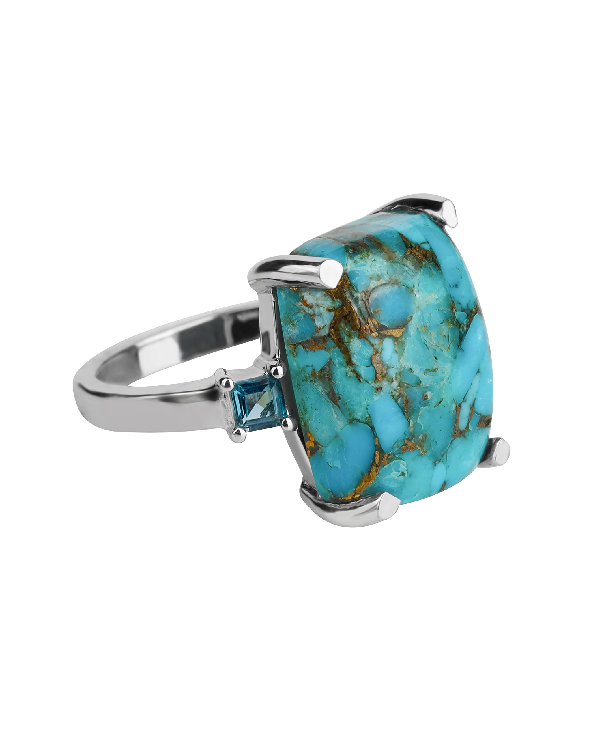 YoTreasure 11.18 ct. t.w. Larimar 3 Stone Ring .925 Sterling Silver