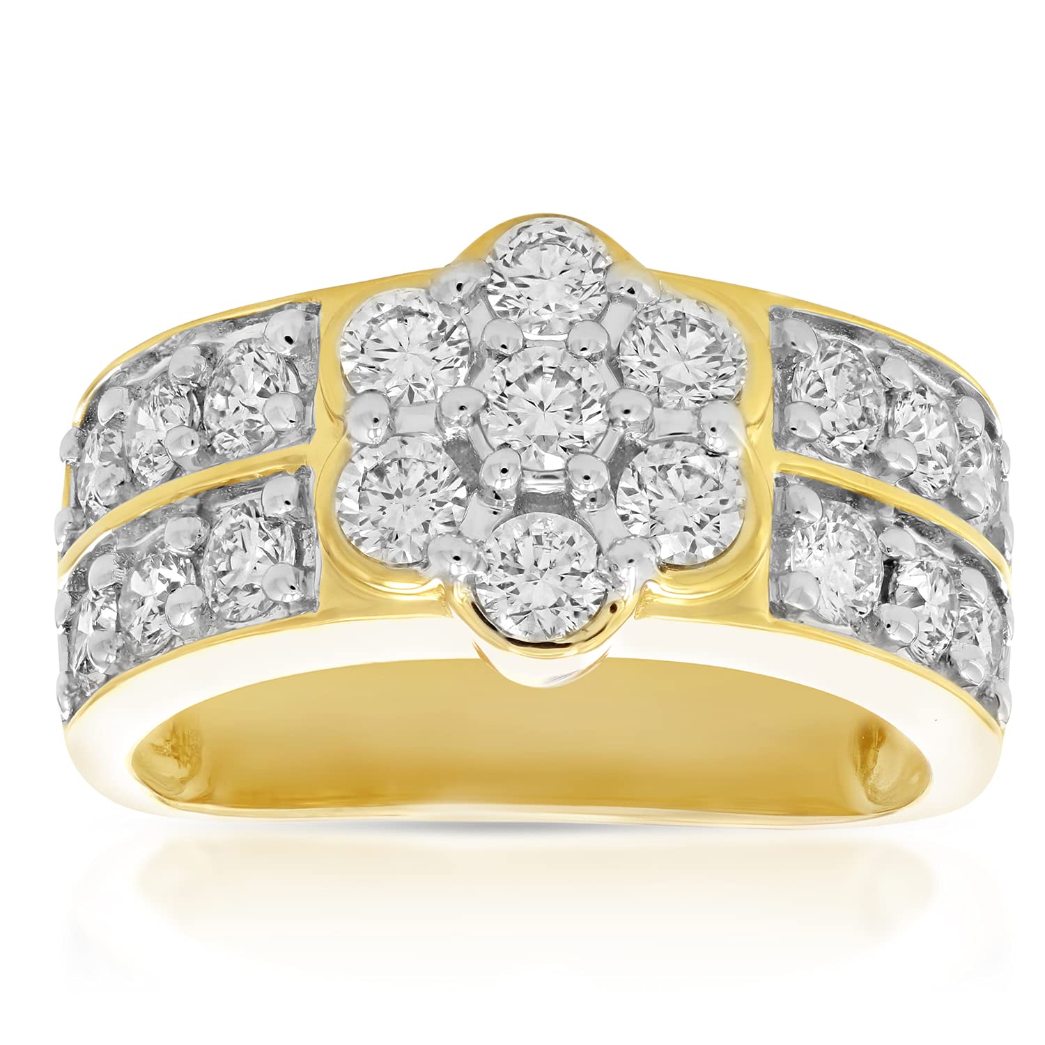 Vir Jewels 1.50 cttw Diamond Engagement Ring Cluster Design 14K Yellow Gold Bridal Wedding Size 7
