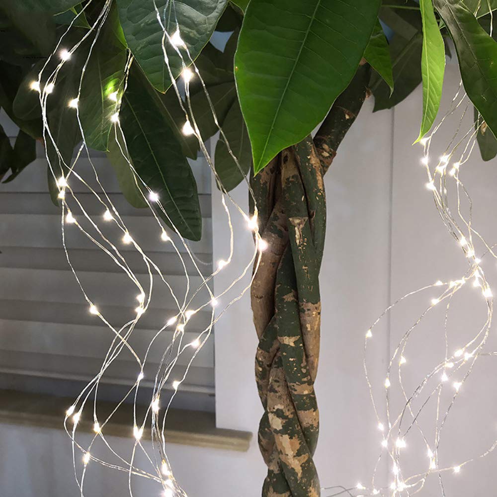 Solar Powered Twinkle Fairy Lights, 10 Strands 200 LEDs Waterproof Timbo String Lights Waterfall Decorative Silver Wire Solar Lights for Outdoor, Garden, Christmas Tree