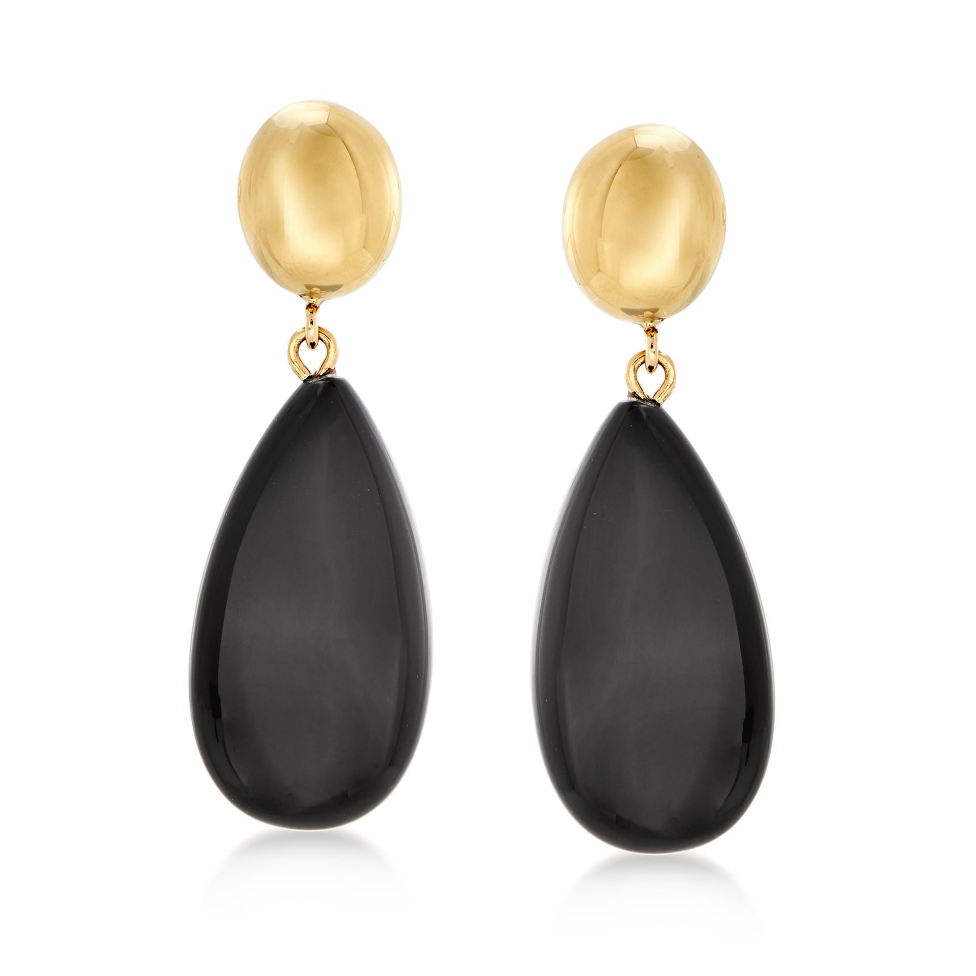 Ross-Simons 14kt Yellow Gold and Black Onyx Teardrop Earrings
