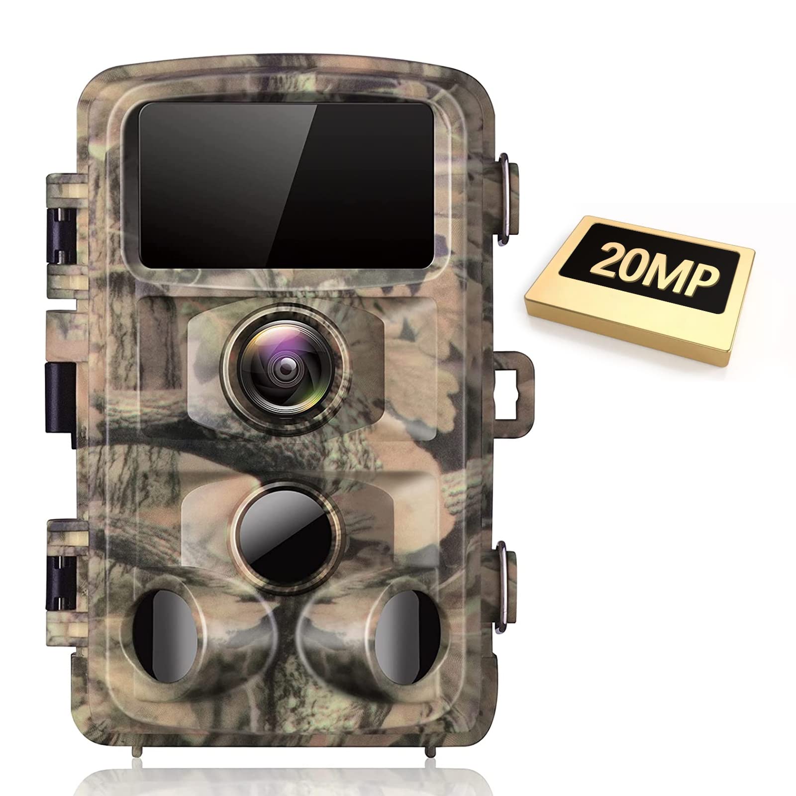 Trail Camera 20MP 1080P Waterproof Game Hunting Cam with 3 Infrared Sensors Motion Activated Night Vision for Wildlife Monitoring