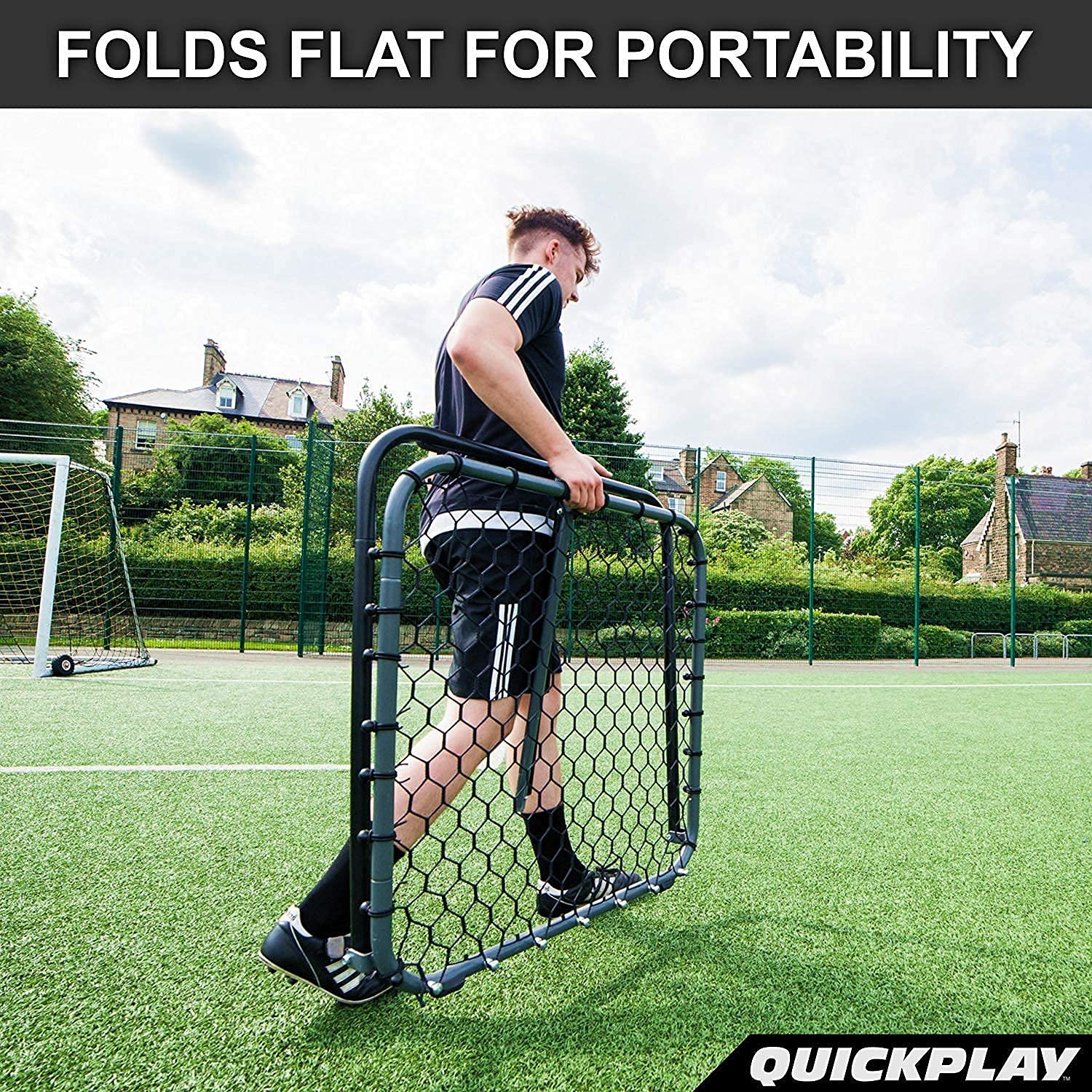 QuickPlay PRO Rebounder Adjustable Angle Multi-Sport Trainer | Soccer Rebounder or Baseball & Softball Pitch Back | Ideal for Team and Solo Training (3 x 3')
