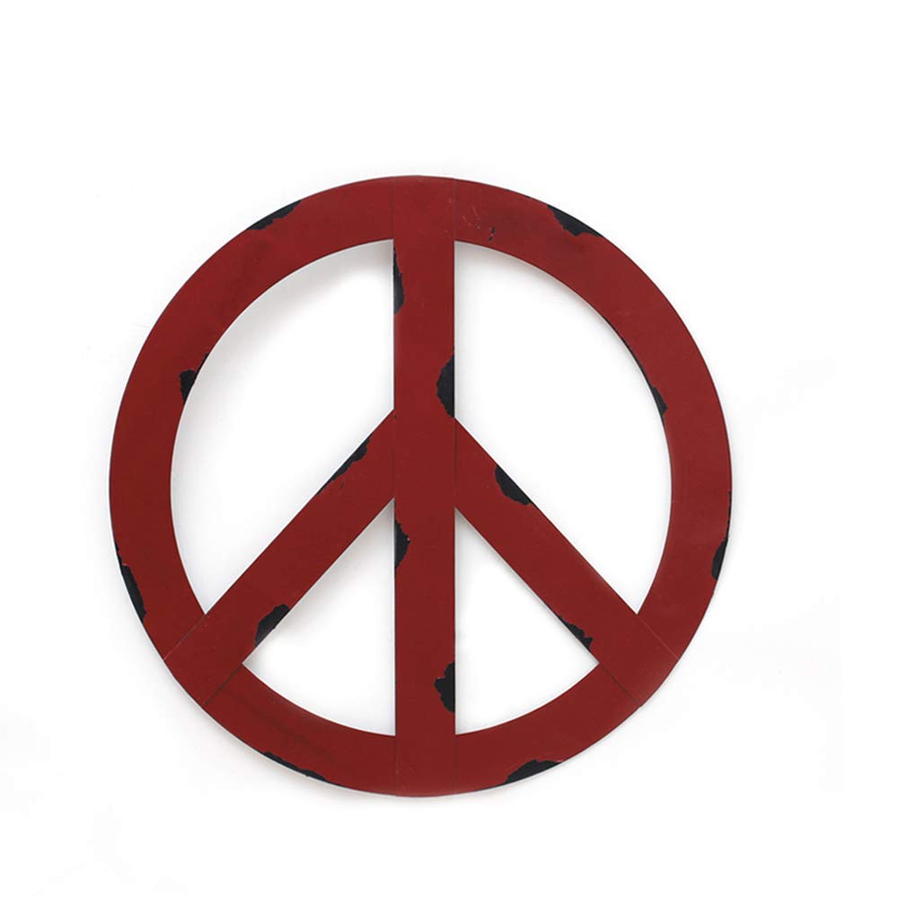 Rainbow Handcrafts Hanging Vintage Metal Peace Sign Wall Art Decoration Front Door Porch Yard Decorative Wreaths Rustic Hippie Plaque Home Décor