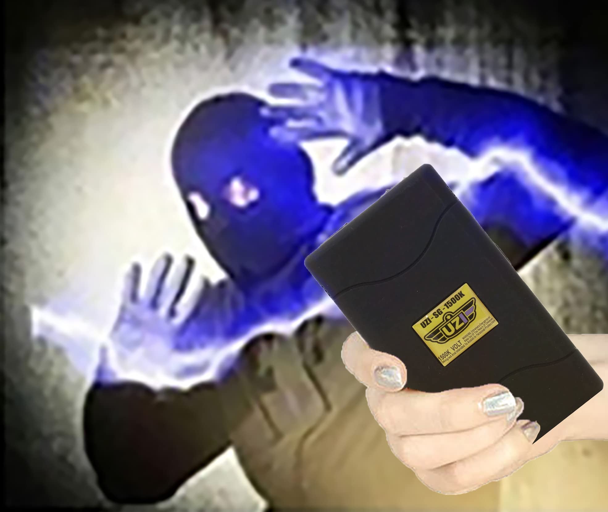 Uzi 1.5-Million-volt Rechargeable Stun Device, Black