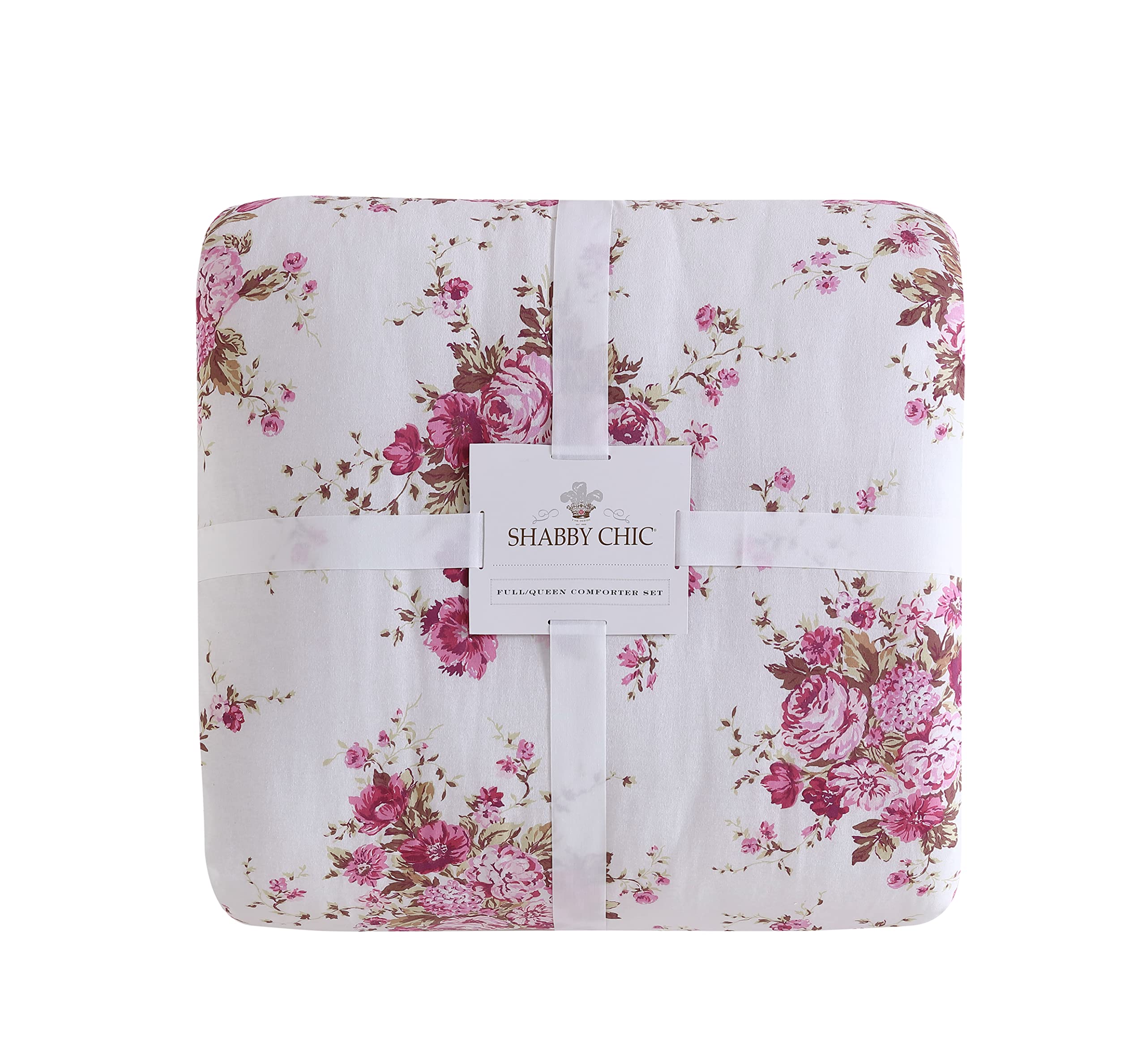 Shabby Chic® - Queen Comforter Set, Reversible Cotton Bedding with Matching Shams, Elegant Floral Home Decor for All Seasons (Bailey Blue, Queen)