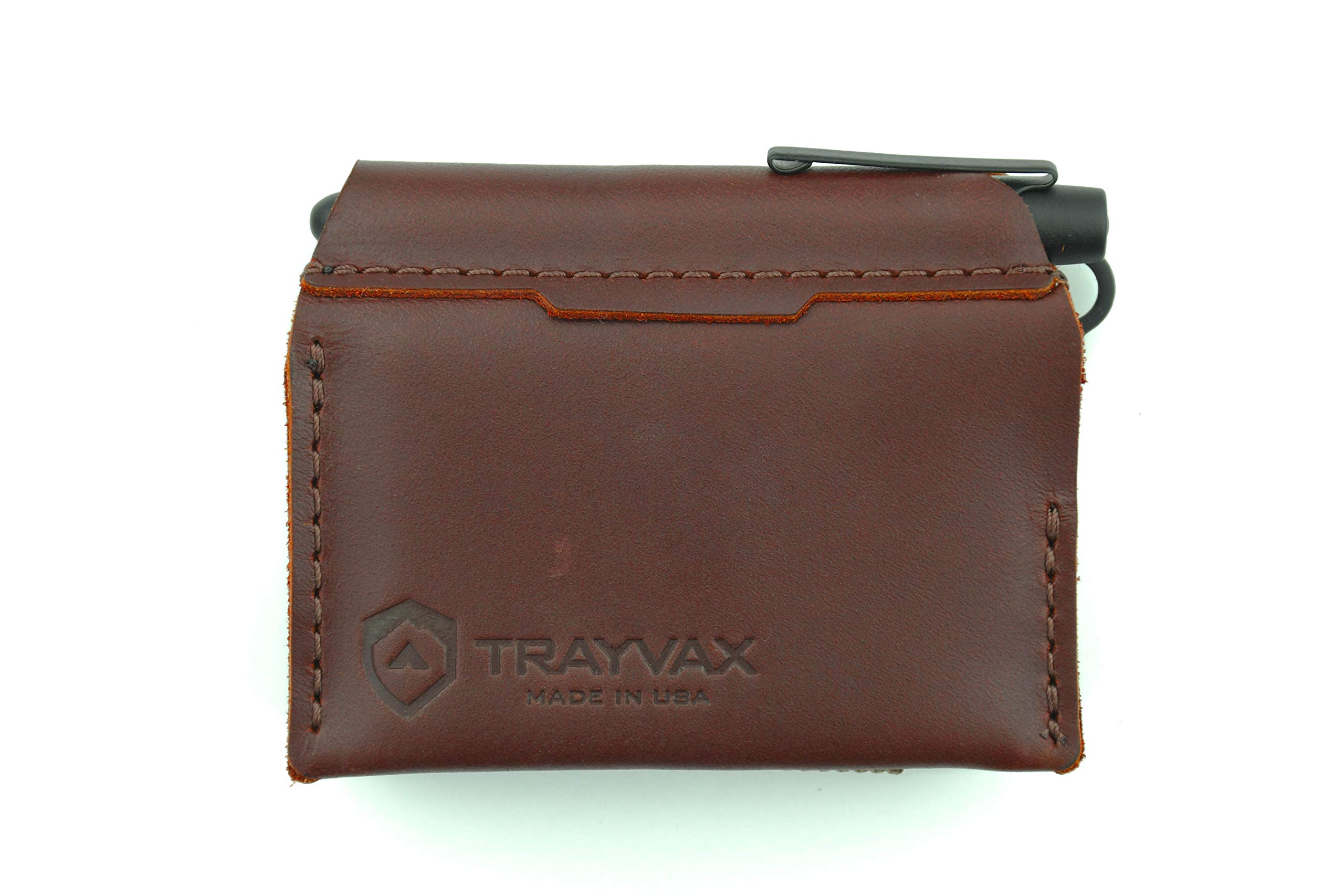 Trayvax Summit Notebook Wallet, RFID Protective Small Leather Credit Card Holder with Cash Pocket, includes Pocket Notebook and Space Pen, Brown