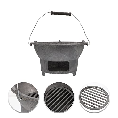 TAMYID Charcoal Grills, Grill Stove Charcoal Barbecue Camping Small Outdoor Iron Portable Cast Fire Tabletop Style Mini