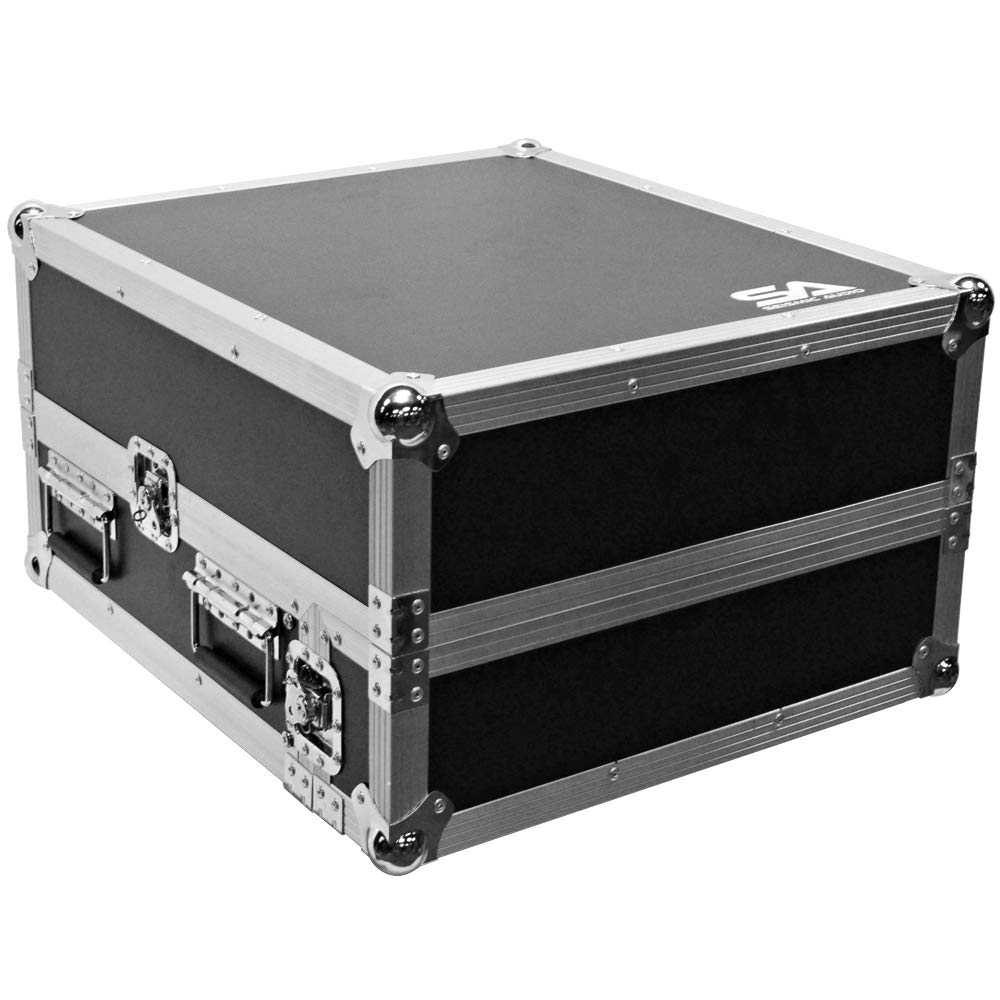Seismic Audio - SATAC2x10 - Heavy Duty 2 Space ATA Rack Case with 10U DJ Mixer Top and Laptop Shelf - Pro Audio DJ Rack with Sliding Shelf