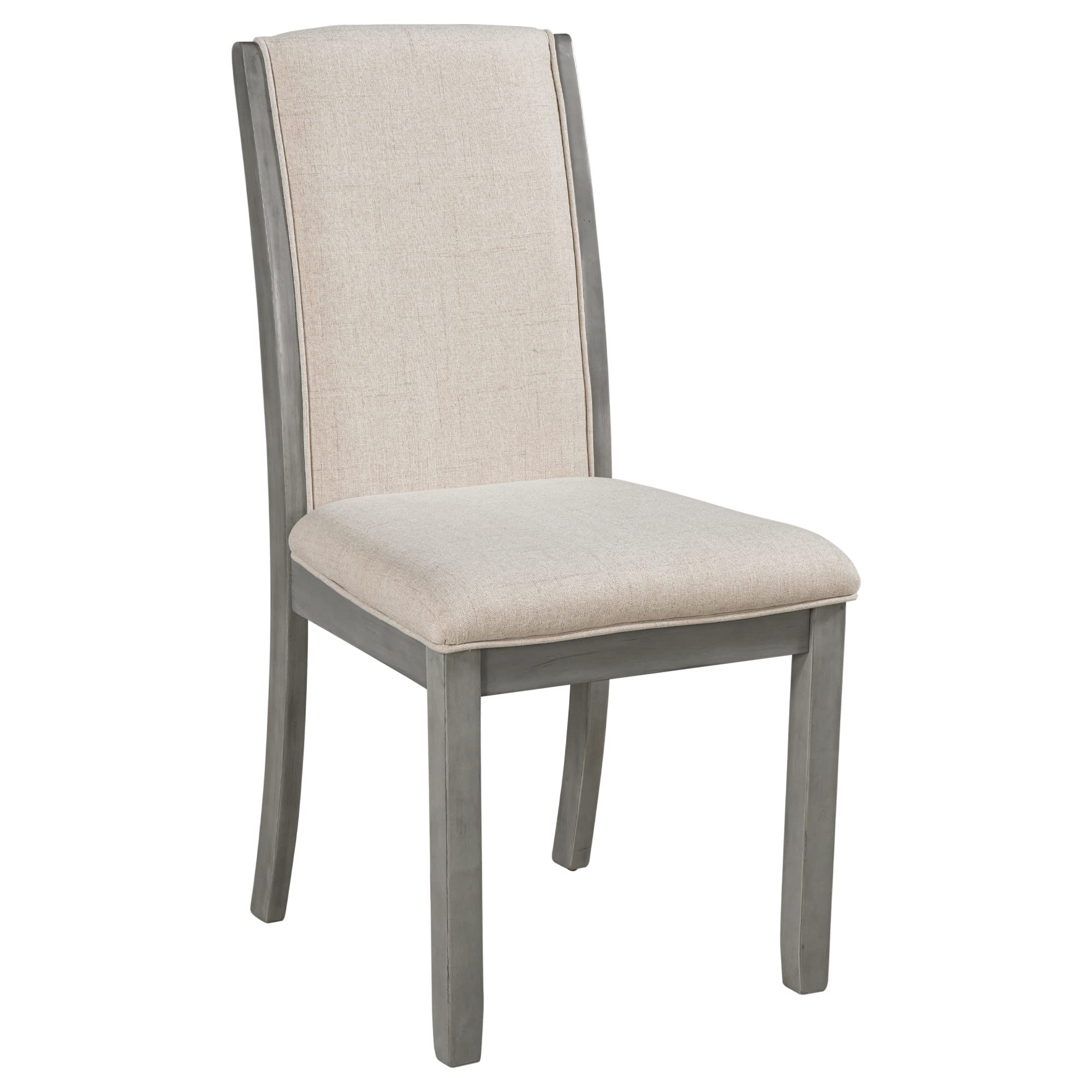 TARTOP Dining Chairs Set of 4, Full Back Set with Upholstered, Farmhouse Solid Wood Frame and Legs,Gray+Cushion Beige