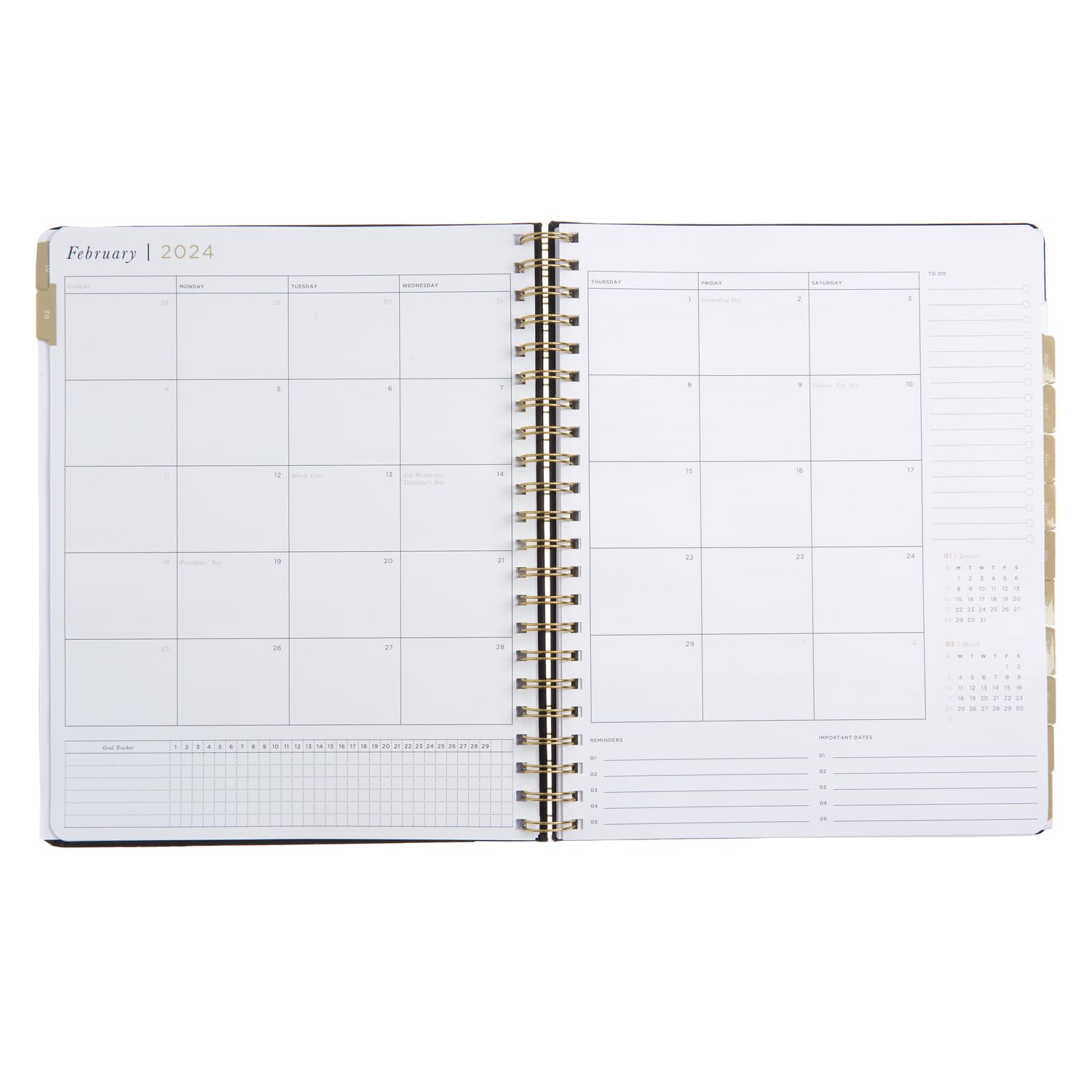 russell+hazel 2024 Weekly Planner, October 2023 - December 2024, Office Supplies, Black Vegan Leather, Includes 190 Stickers, 9.125β x 11.25β