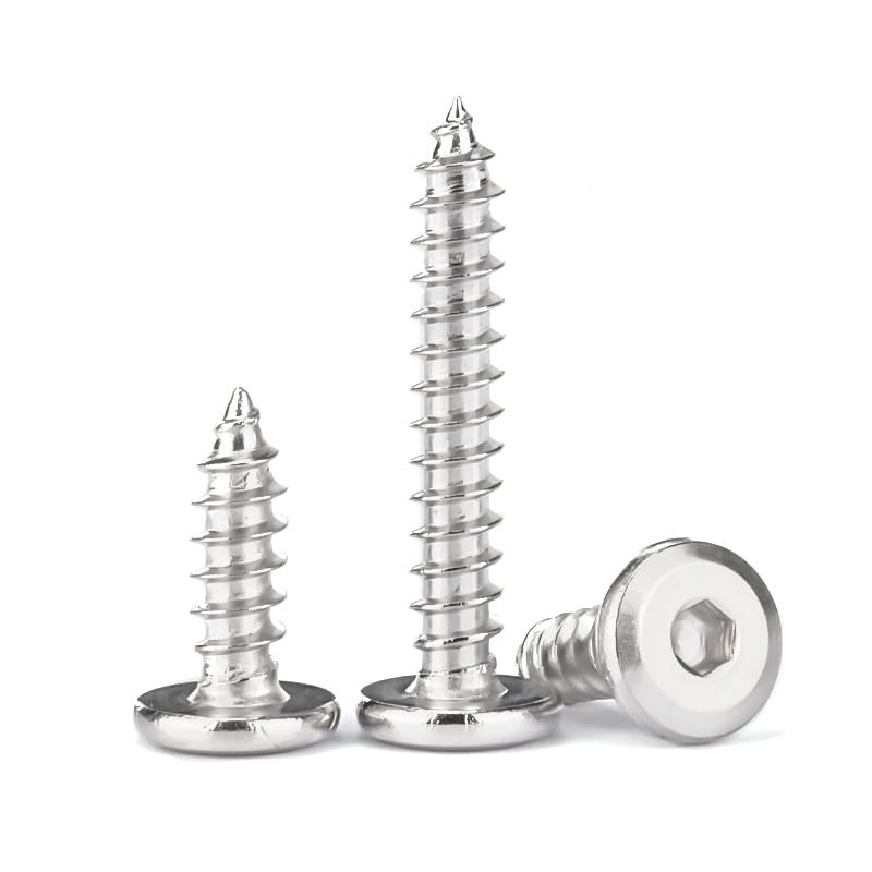 RAKTDA Hexagon Socket Screws 10pcs 304 Stainless Steel Hexagon Socket self-Tapping Screws Round Head Screws Flat Head self-Tapping Screws (Size : M5*12)