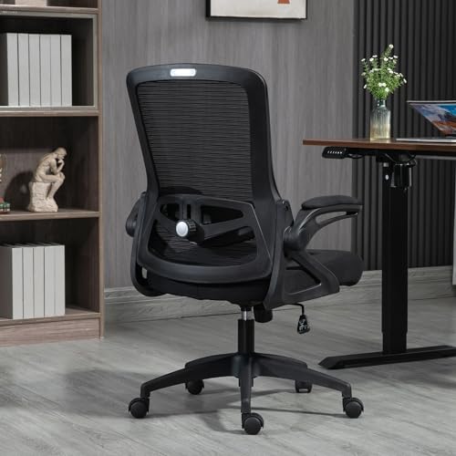 RIGHTPARTS Ergonomic Office Desk Chair,Mesh High Back Computer Chair with Adjustable 3D Headrest & Lumbar Support & Flip-Up Arms Executive/Home/Study/Work Office Desk Chairs(Black+ Gray)