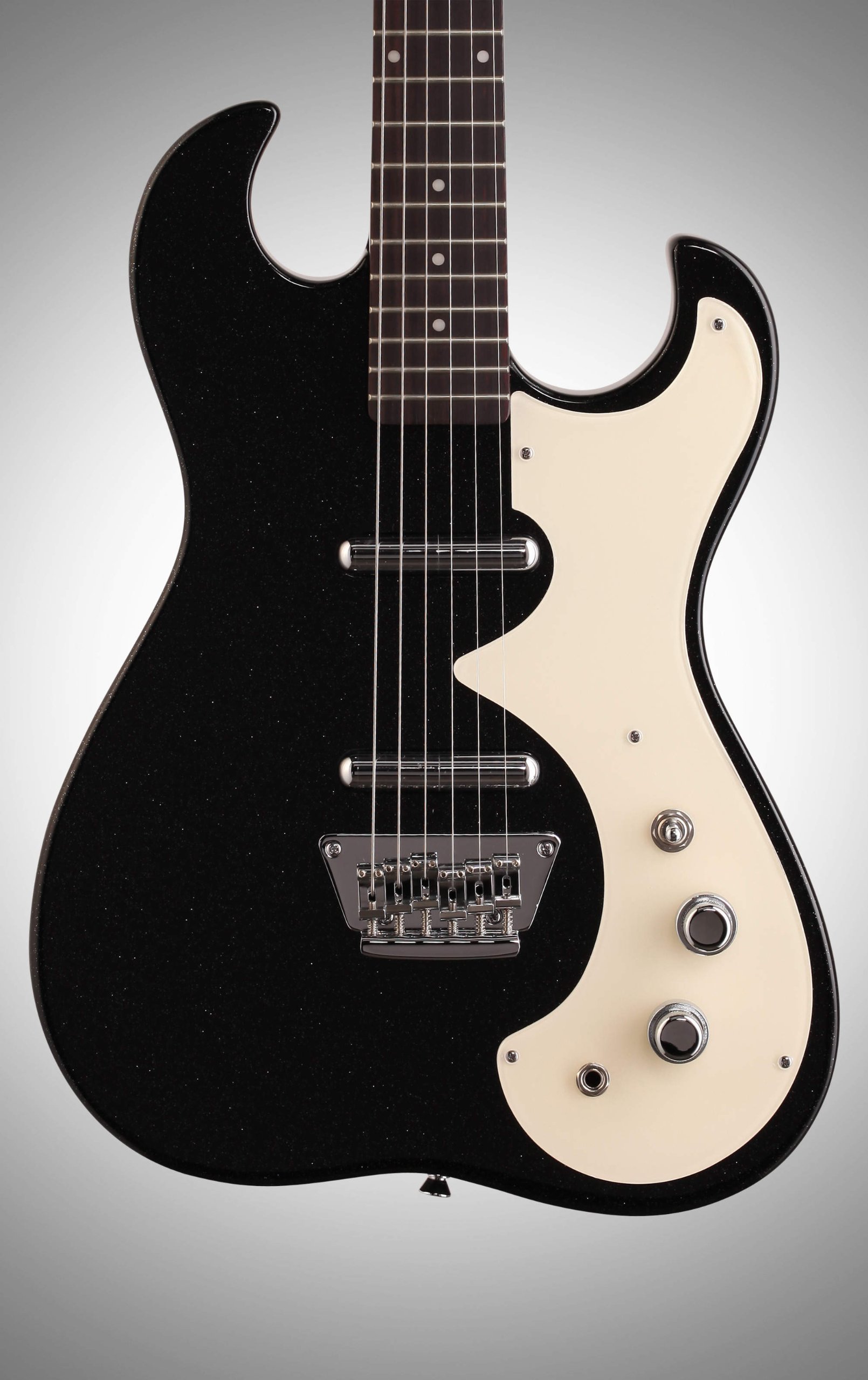 Silvertone Classic 1449-BSF Solid-Body Electric Guitar, Black/Silver Flake