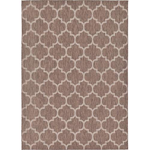 Unique Loom Outdoor Trellis Collection Area Rug (2' x 6' 1" Runner, Teal/ Gray)