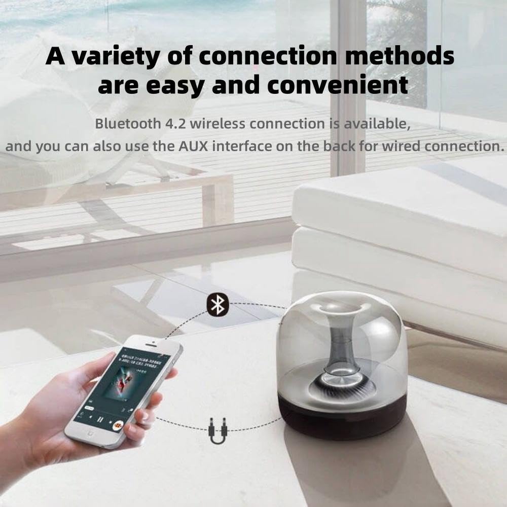 Transparent Wireless Bluetooth Speaker, Stylish Appearance - The Paper - Excellent Sound Quality, 5 Lighting Themes, Supports AUX Playback and Plug-in Card, Suitable for Home, Karaoke, Office(Black)